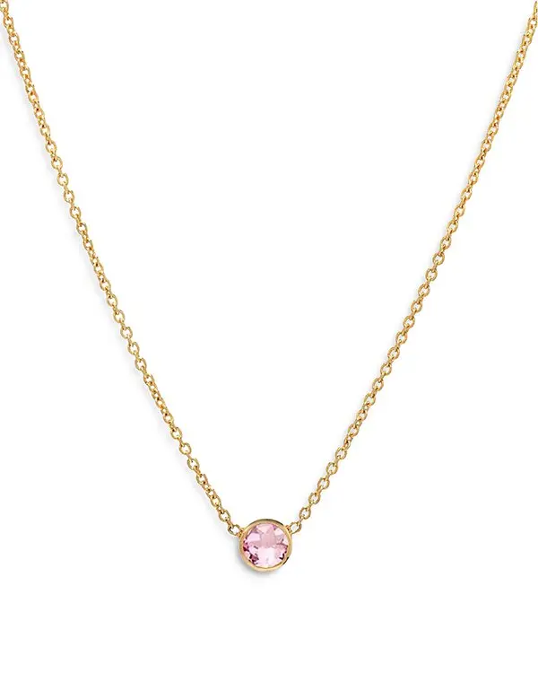 ZOE LEV 14k Yellow Gold Solitaire Pendant Necklace - Rose Zircon