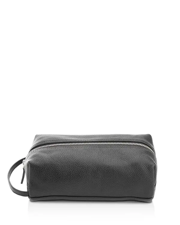 ROYCE NEW YORK Leather Compact Toiletry Travel Bag - Black