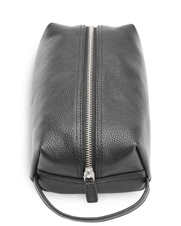 ROYCE NEW YORK Leather Compact Toiletry Travel Bag - Black