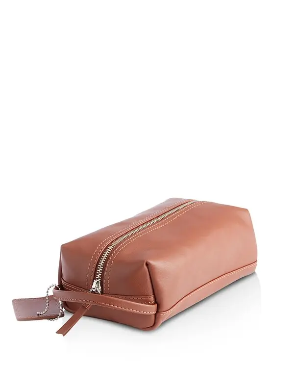 ROYCE NEW YORK Leather Compact Toiletry Travel Bag - Tan