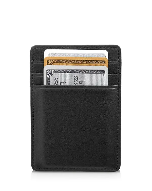 ROYCE NEW YORK Leather Magnetic Money Clip Wallet - Black