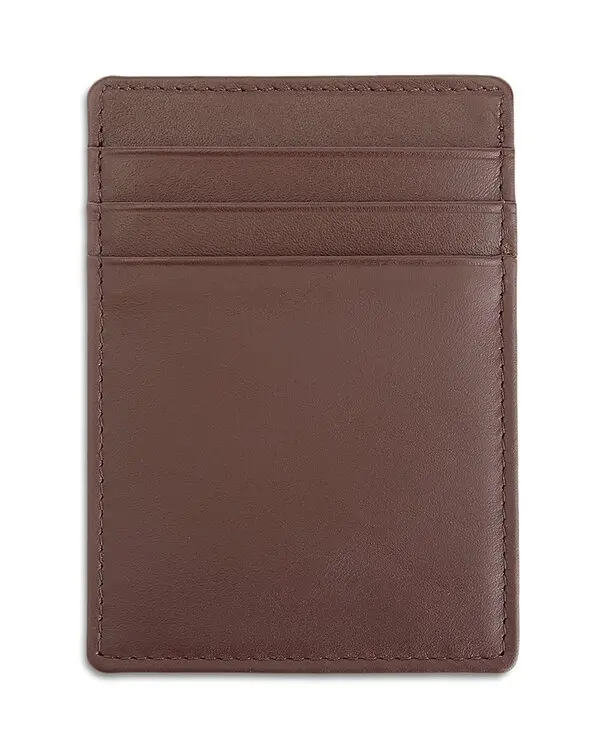 ROYCE NEW YORK Leather Magnetic Money Clip Wallet - Brown