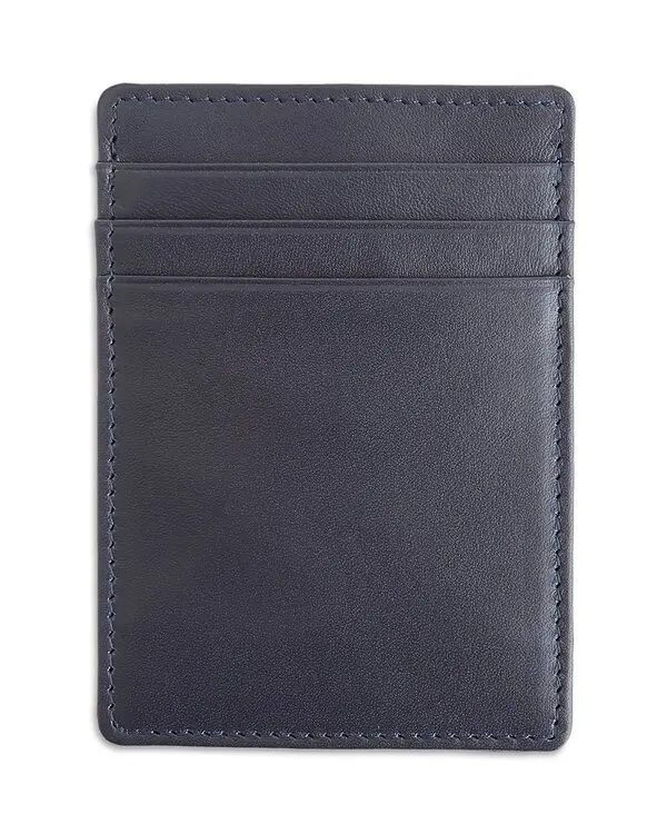 ROYCE NEW YORK Leather Magnetic Money Clip Wallet - Navy Blue