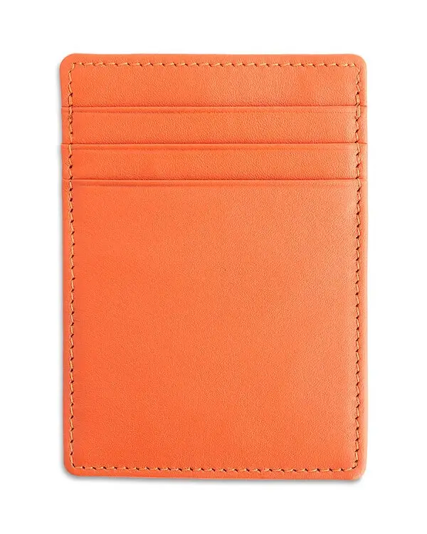 ROYCE NEW YORK Leather Magnetic Money Clip Wallet - Orange