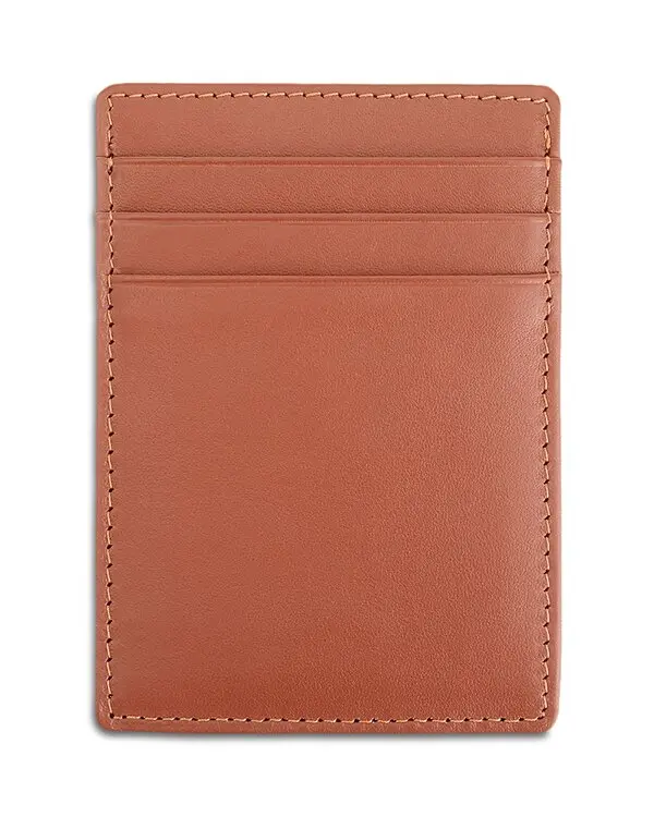 ROYCE NEW YORK Leather Magnetic Money Clip Wallet - Tan