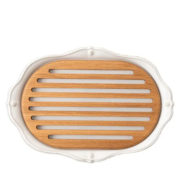 JULISKA Berry And Thread Challah Board - Whitewash