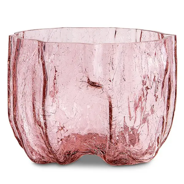 KOSTA BODA Crackle Low Vase - Pink