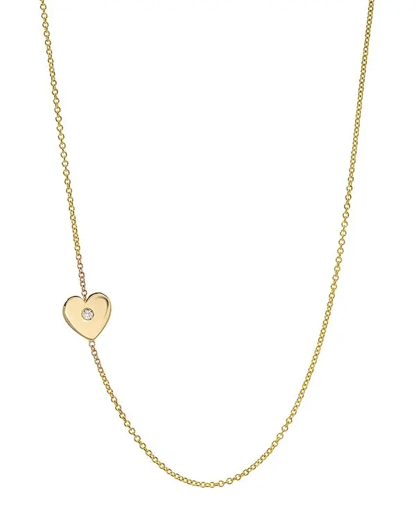 ZOE LEV 14k Yellow Gold Diamond Heart Necklace - White/gold