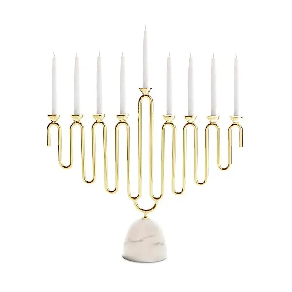ANNA NEW YORK Judaica Menorah - Gold/carrara