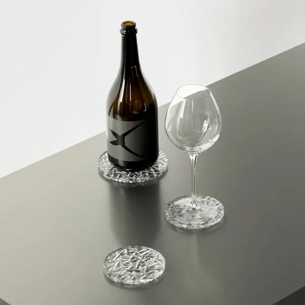 ORREFORS Carat Crystal Coaster, Set Of 2