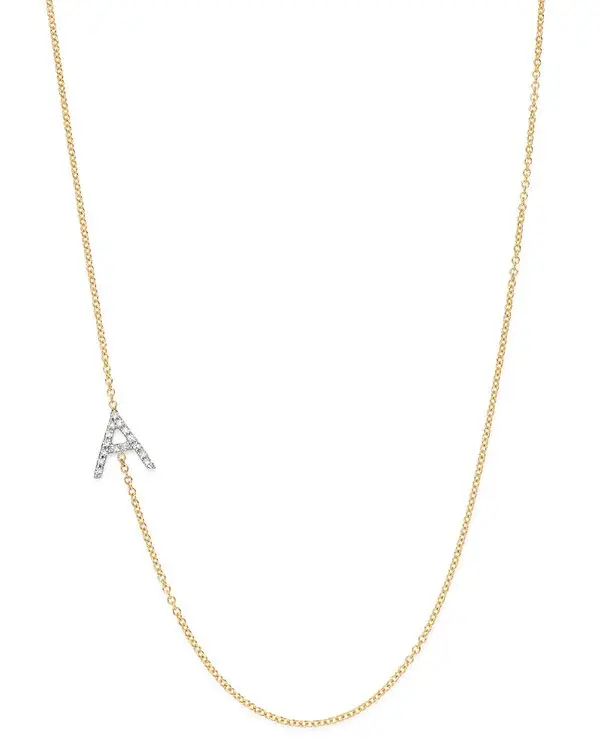 ZOE LEV 14k Yellow Gold Diamond Initial Necklace - A/gold