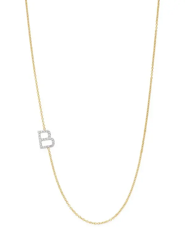ZOE LEV 14k Yellow Gold Diamond Initial Necklace - B/gold