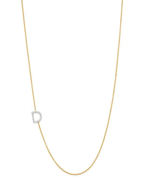 ZOE LEV 14k Yellow Gold Diamond Initial Necklace - D/gold