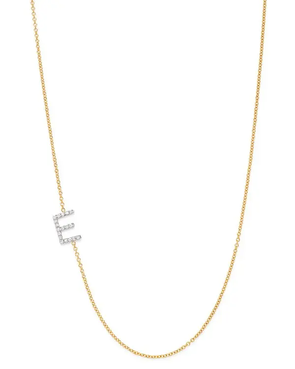 ZOE LEV 14k Yellow Gold Diamond Initial Necklace - E/gold