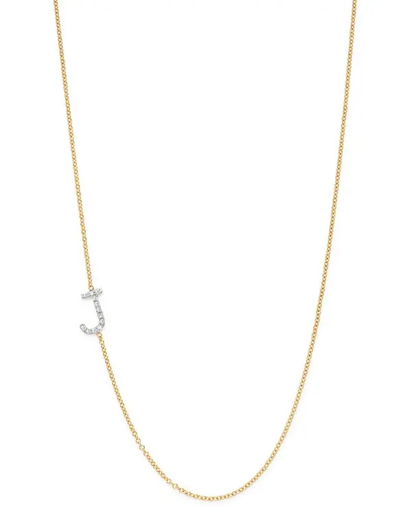 ZOE LEV 14k Yellow Gold Diamond Initial Necklace - J/gold