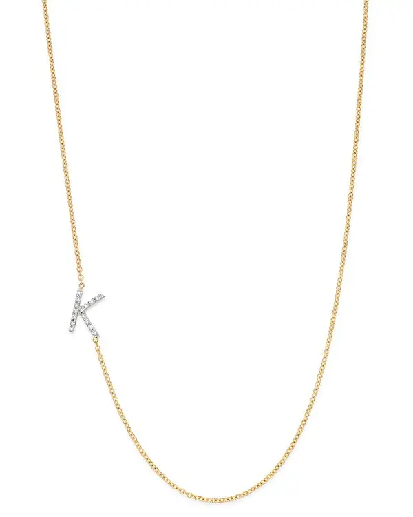 ZOE LEV 14k Yellow Gold Diamond Initial Necklace - K/gold