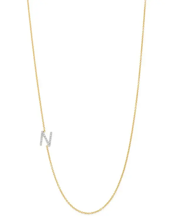 ZOE LEV 14k Yellow Gold Diamond Initial Necklace - N/gold