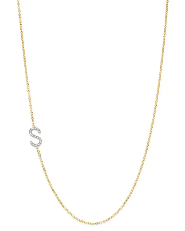 ZOE LEV 14k Yellow Gold Diamond Initial Necklace - S/gold