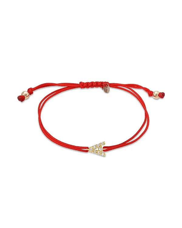 ZOE LEV 14k Yellow Gold Diamond Initial Cord Bolo Bracelet - A
