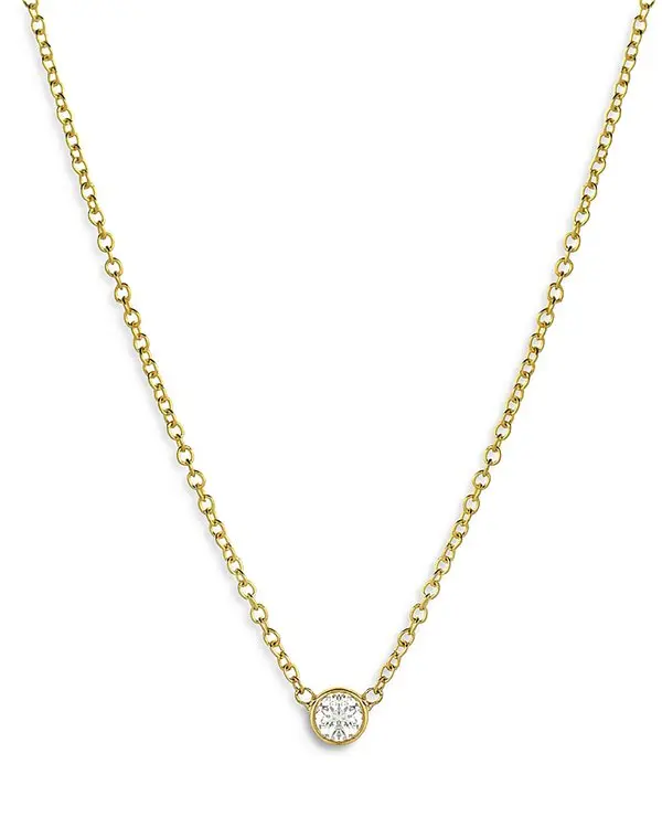ZOE LEV 14k Yellow Bezel Necklace - Diamond