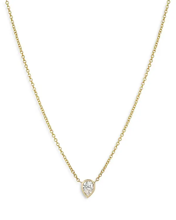 ZOE LEV 14k Yellow Pear Diamond Pendant Necklace - Gold