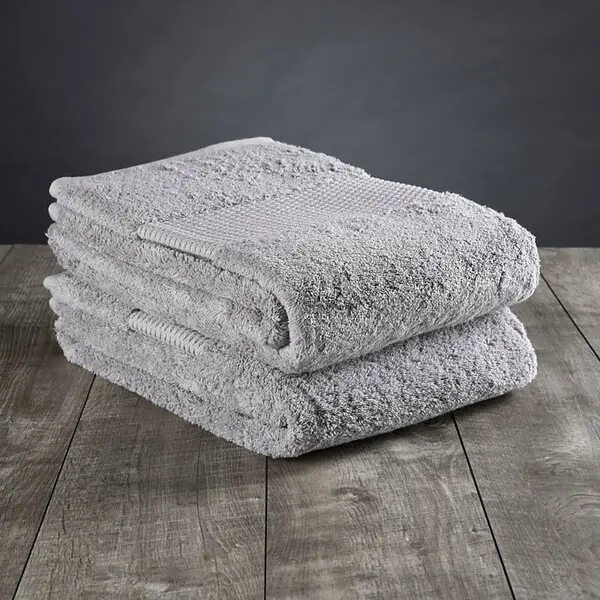 DELILAH HOME Organic Cotton Face Towels, Set Of 2 - Light Gray