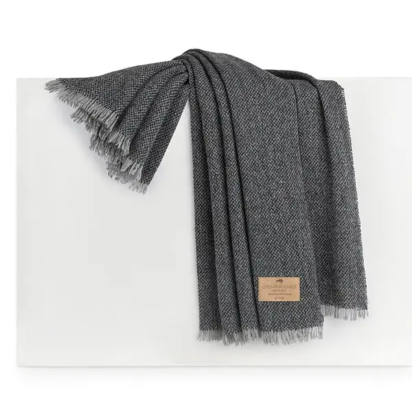 LANDS DOWNUNDER Luna Wool Blend Throw - Charcoal
