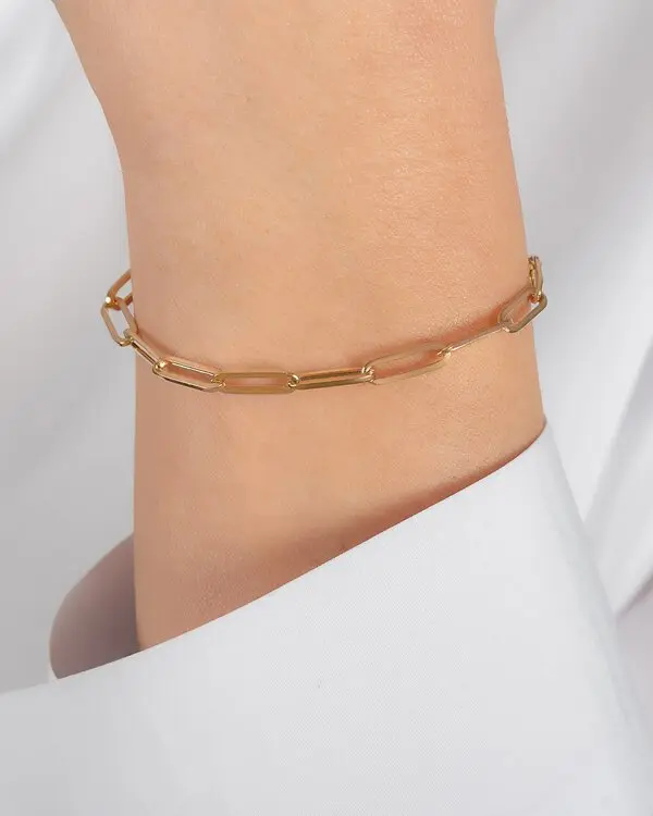 ZOE LEV 14k Yellow Paper Clip Chain Bracelet