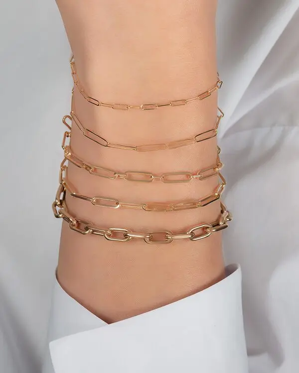 ZOE LEV 14k Yellow Paper Clip Chain Bracelet
