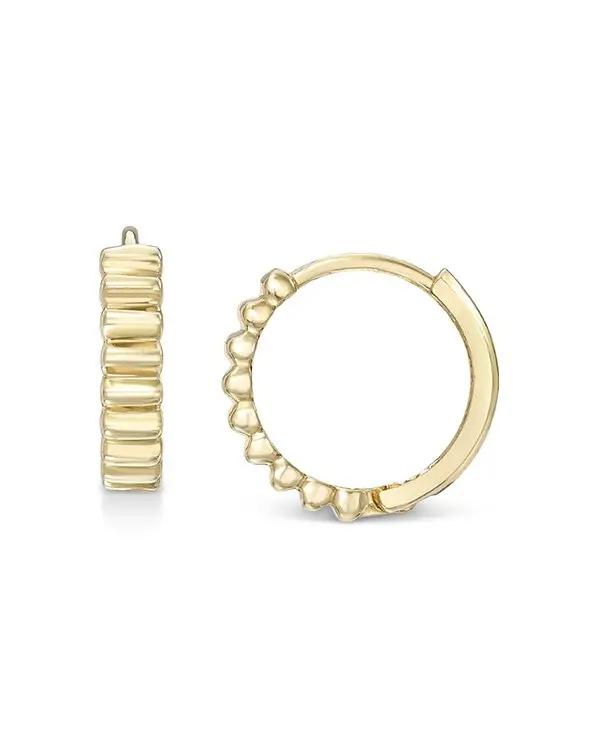 ZOE LEV 14k Yellow Notched Huggie Hoop Earrings - Gold