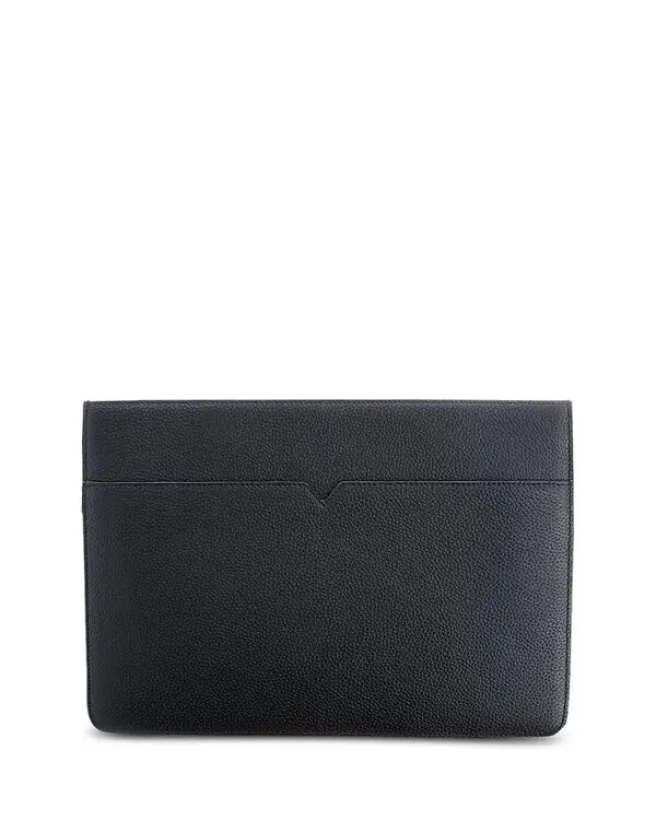 ROYCE NEW YORK Pebble Grain Leather Laptop Sleeve - Black