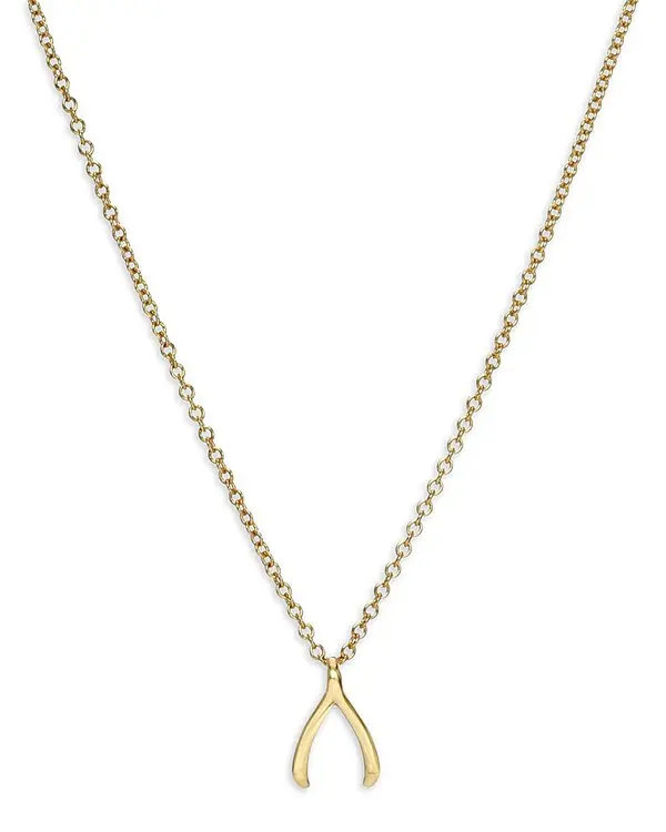 ZOE LEV 14k Yellow Wishbone Pendant Necklace - Gold