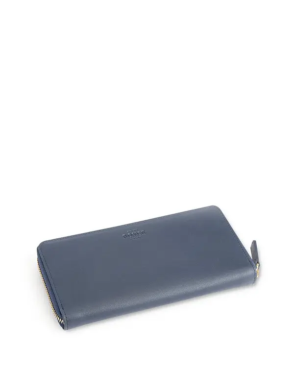 ROYCE NEW YORK Leather Rfid Blocking Continental Wallet - Navy Blue