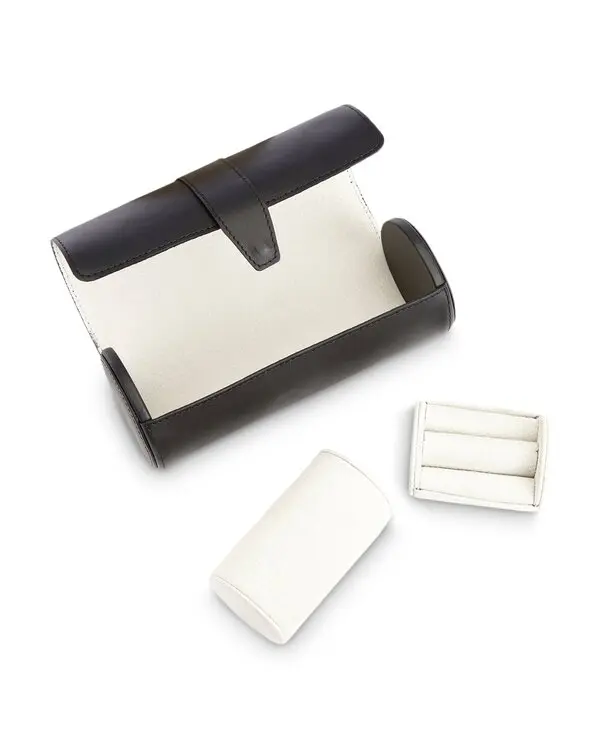 ROYCE NEW YORK Leather Watch Roll & Cufflink Storage Case
