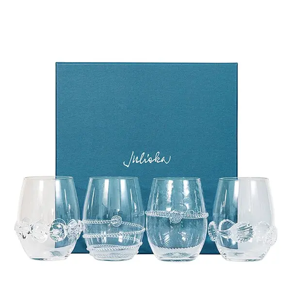 JULISKA Heritage Stemless Wine Glasses, Assorted Set Of 4 - Clear