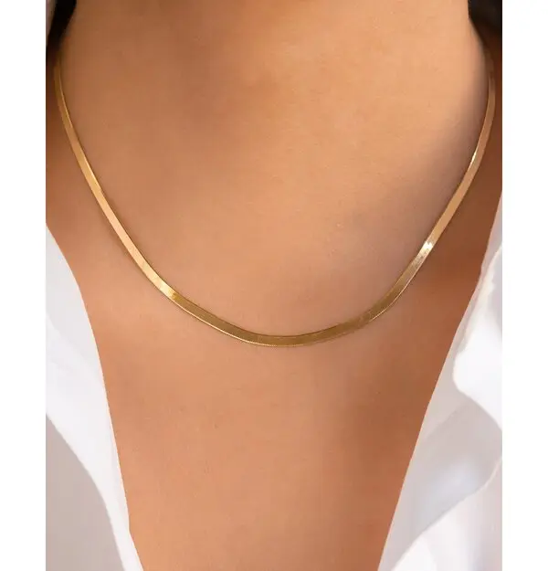 ZOE LEV 14k Yellow Herringbone Chain Necklace