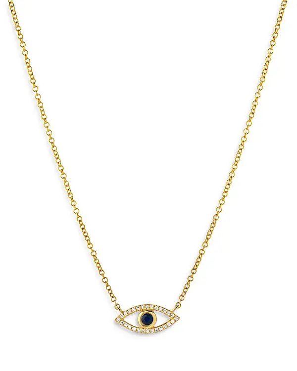 ZOE LEV 14k Yellow Diamond & Sapphire Evil Eye Pendant Necklace - Gold