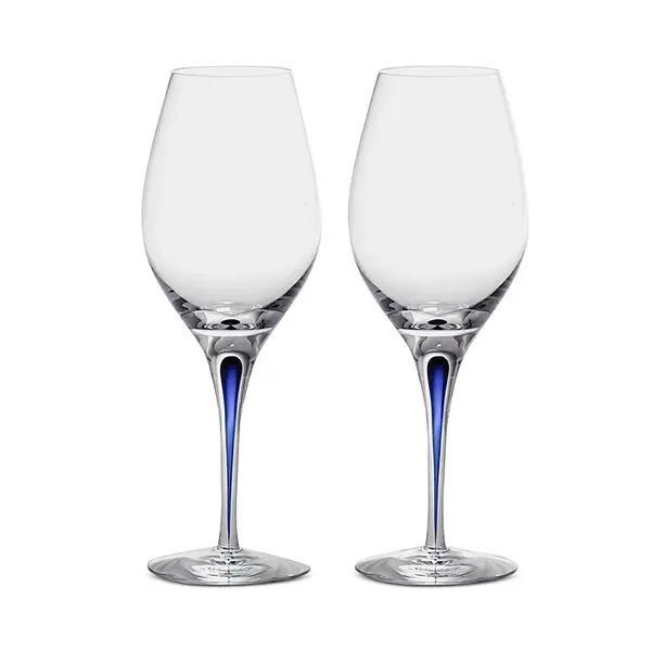 ORREFORS Intermezzo Blue Wine Glass, Set Of 2 - Clear