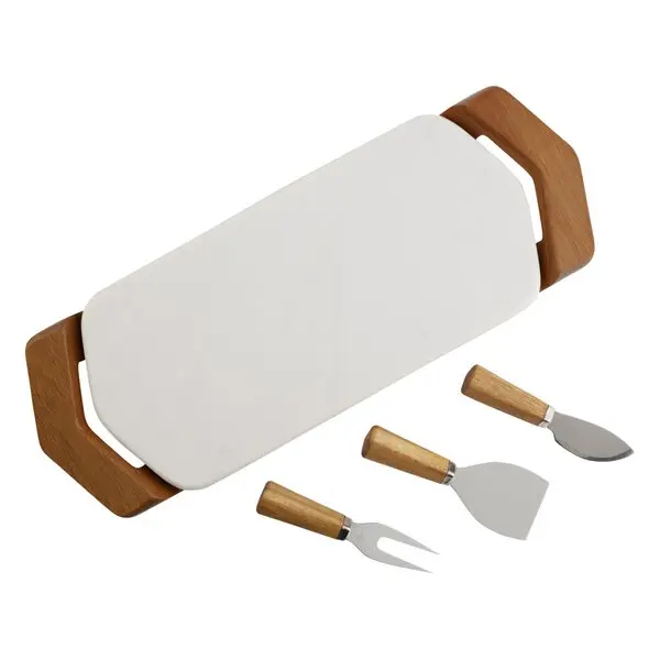 NAMBE Chevron Cheese Tray With Knives