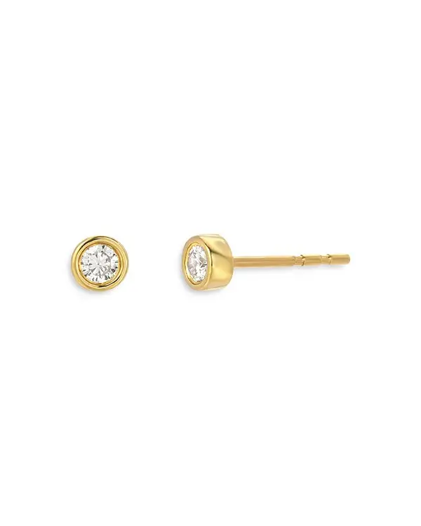ZOE LEV 14k Yellow Gold Diamond Stud Earrings - White/gold