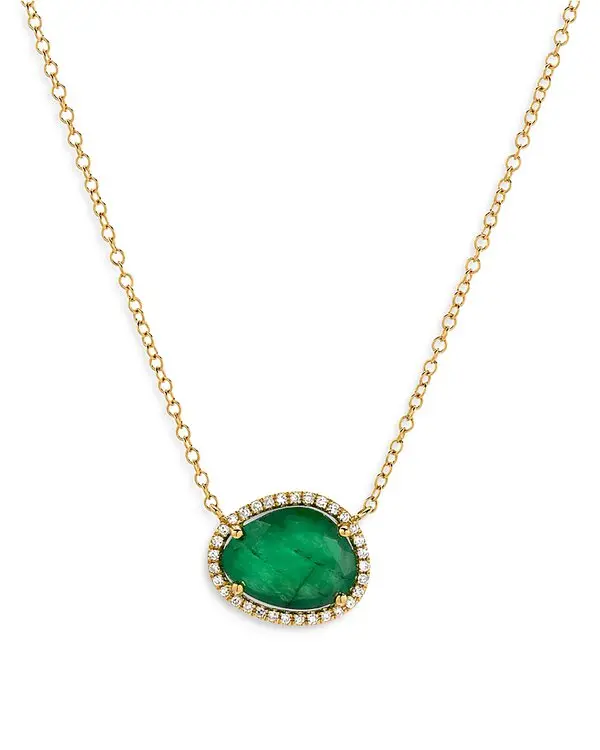 ZOE LEV 14k Yellow Gold Diamond & Emerald Pendant Necklace - Green/gold