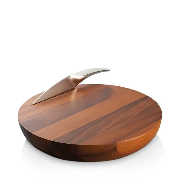 NAMBE Harmony Cheese Board & Knife - Silver/brown
