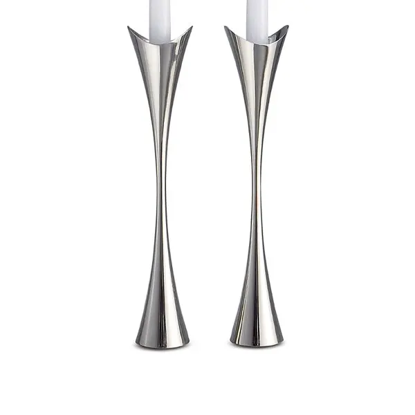 NAMBE 11 Curve Candlesticks, Set Of 2 - Silver