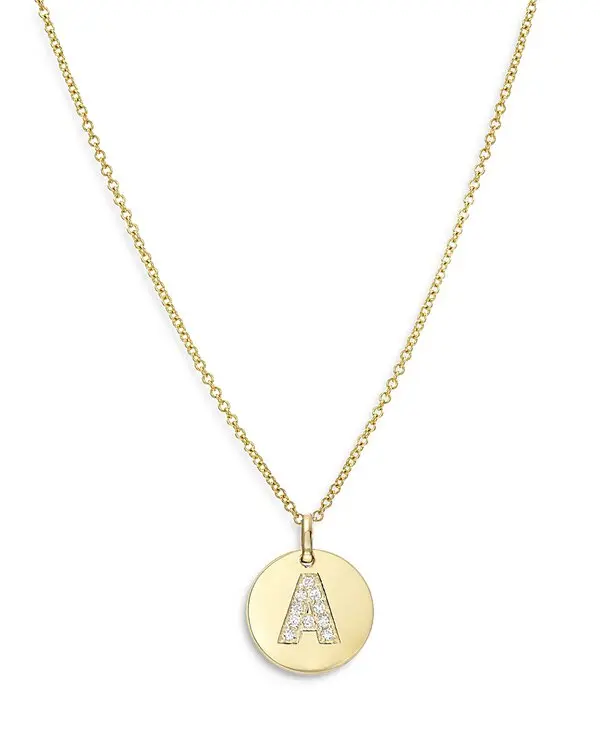 ZOE LEV 14k Yellow Gold Diamond Initial Pendant Necklace - A