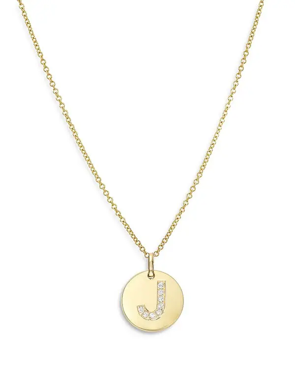 ZOE LEV 14k Yellow Gold Diamond Initial Pendant Necklace - J