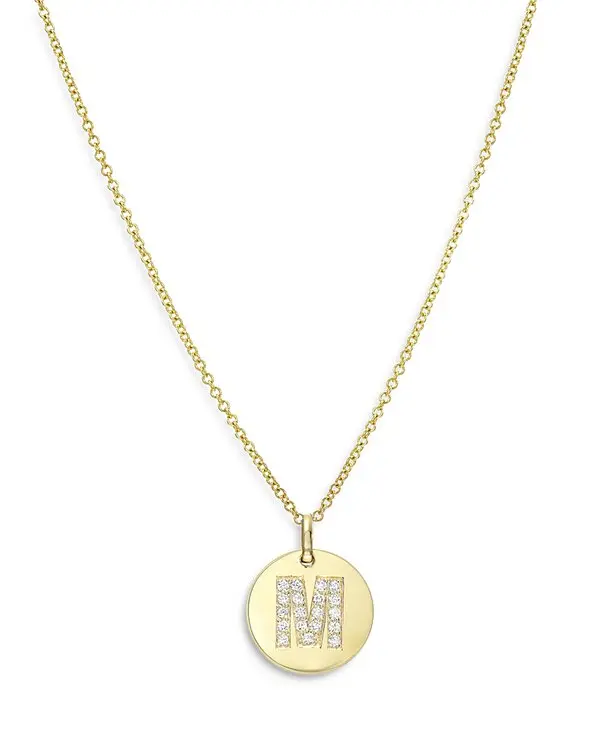 ZOE LEV 14k Yellow Gold Diamond Initial Pendant Necklace - M