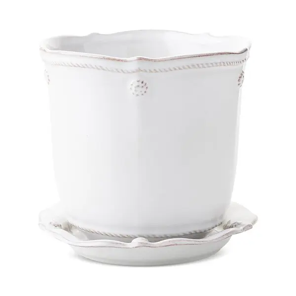 JULISKA Berry & Thread 5.25 Planter With Saucer - Whitewash
