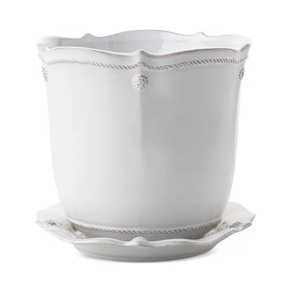 JULISKA Berry & Thread 7 Planter With Saucer - Whitewash