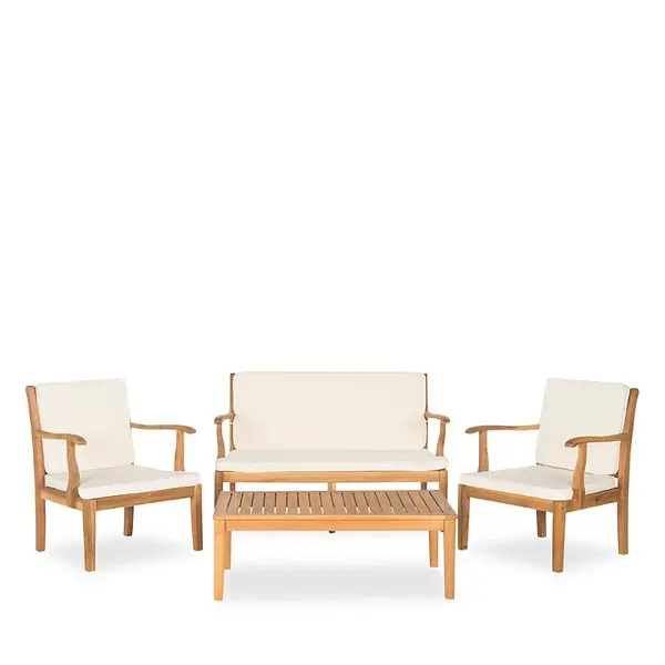 SAFAVIEH Fresno 4-piece Outdoor Living Set - Natural/beige