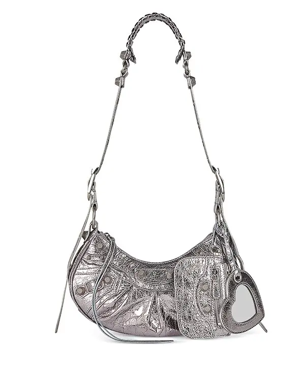 Balenciaga Le Cagole Xs Shoulder Bag With Leopard Print - Silver/silver